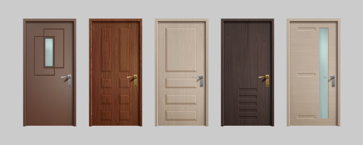 Modern wooden door realistic Royalty Free Vector Image