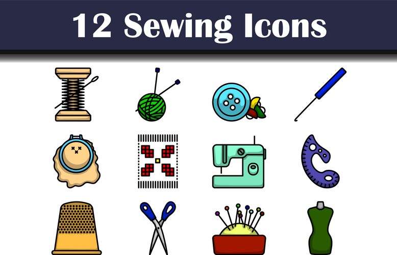 Sewing icon set Royalty Free Vector Image - VectorStock