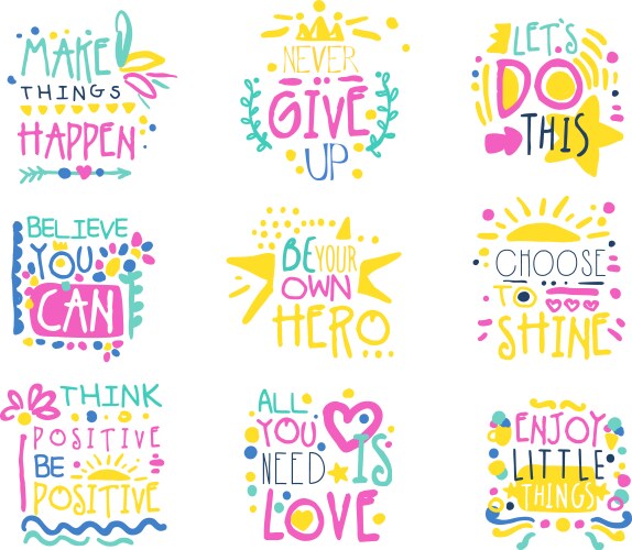 Short possitive messages inspirational quotes Vector Image