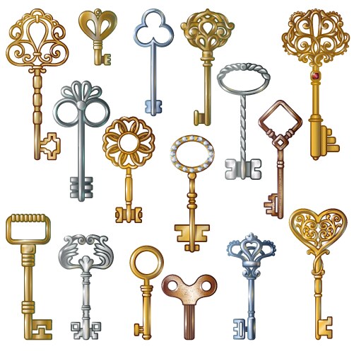Set of gold keys Royalty Free Vector Image - VectorStock