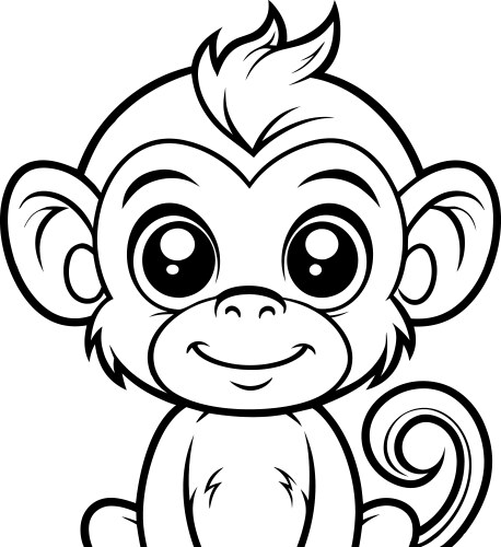 Cute monkey coloring page Royalty Free Vector Image