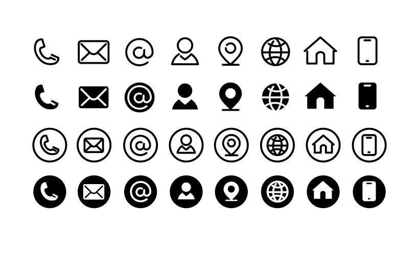 Contact icons business card symbols Royalty Free Vector