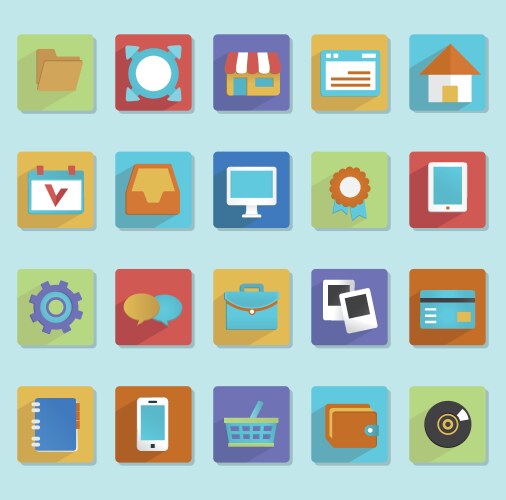 Flat Icon Set App Web Royalty Free Vector Vectorstock