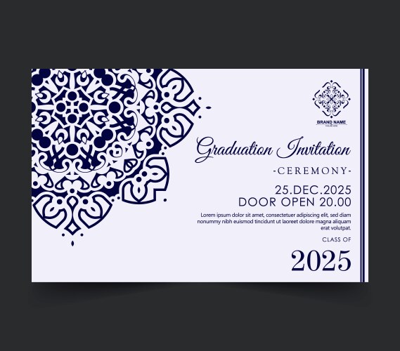 Graduation invitation with ornament template Vector Image