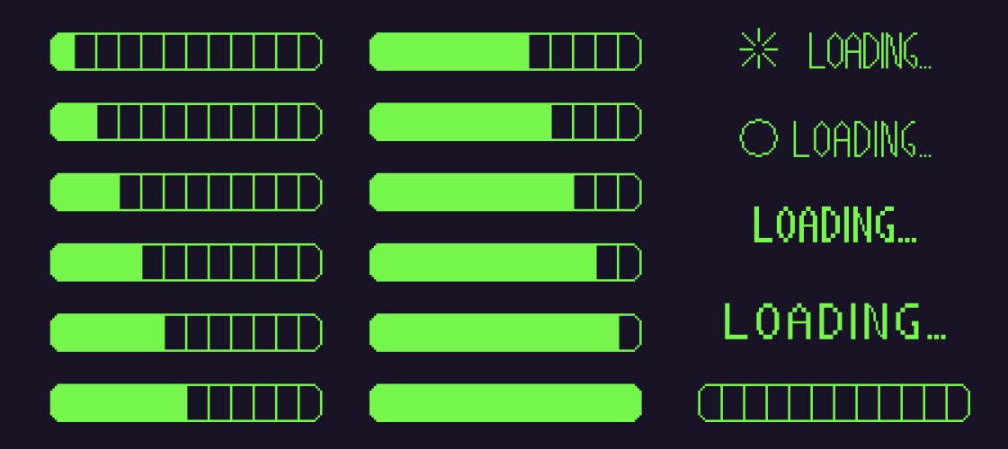 Pixel art loading bar interface 8 bit game Vector Image