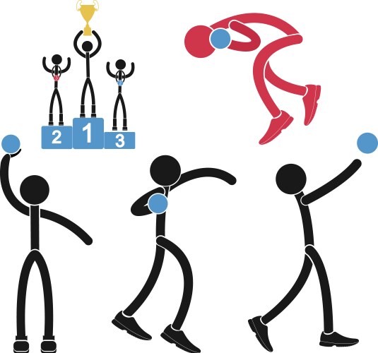 Cute man athlete doing shot put Royalty Free Vector Image