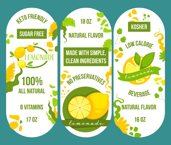 Lemonade label fresh and natural lemonades tag Vector Image