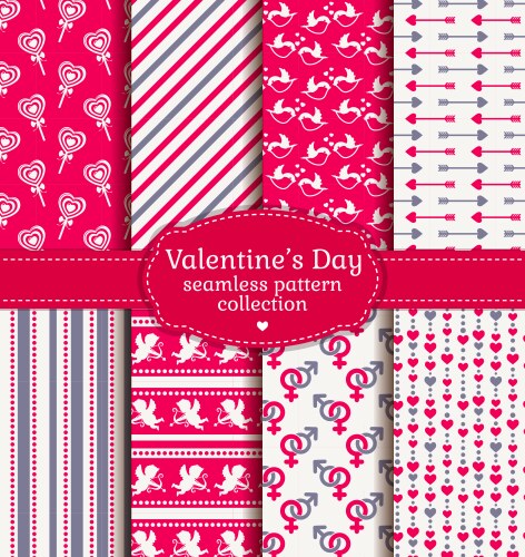 Plaid pattern seamless ornate set valentines day Vector Image