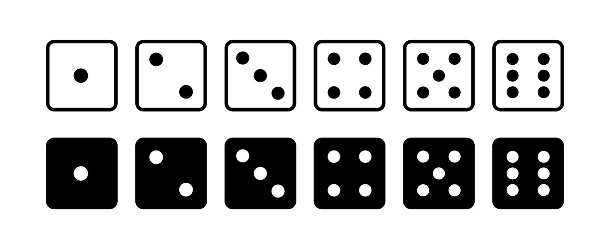 Rolling dice number faces in line style – Royalty-Free Vector | VectorStock