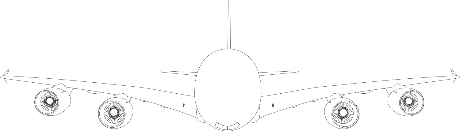 Jet airplane private transport front view outline Vector Image