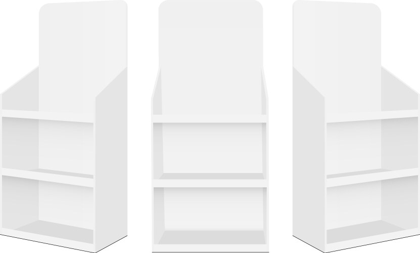 Set of blank pos display stand mockup with shelves