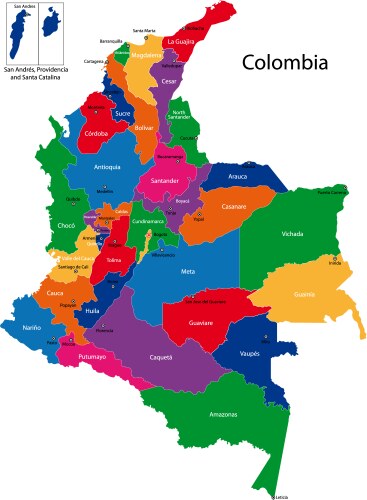 Colombia map with administrative divisions Vector Image