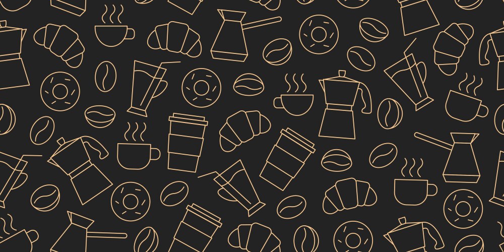 Coffee shop seamless pattern background set Vector Image