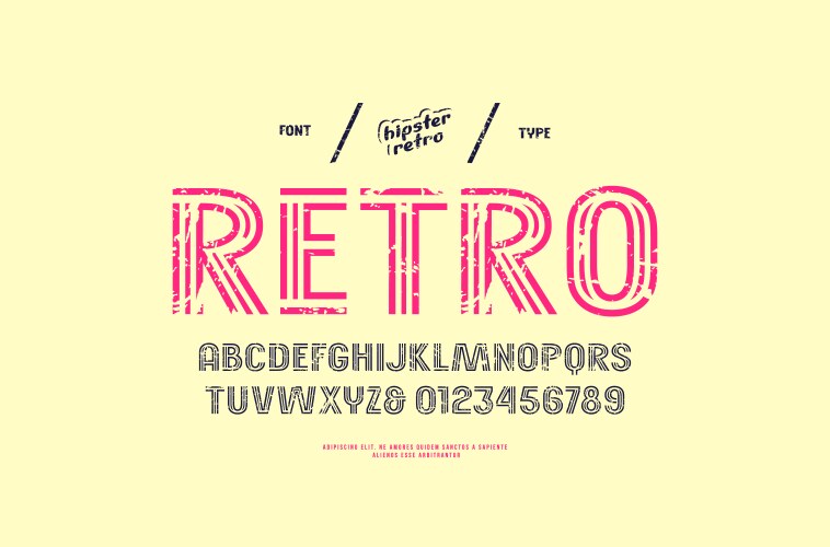 Hand drawn retro font Royalty Free Vector Image