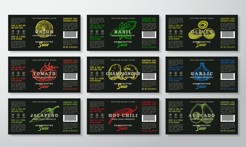 Handcrafted vegetables salsa sauce label template Vector Image