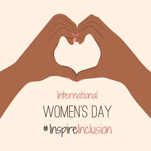 Woman fold her hands with heart for iwd postcard Vector Image