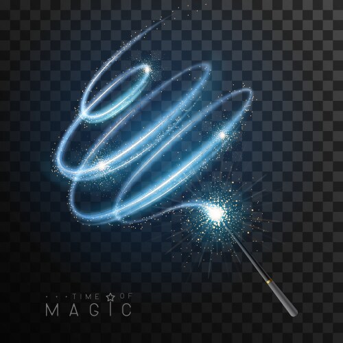 Magic wand with magical violet sparkle trail Vector Image