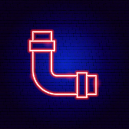 Leaking pipe neon sign Royalty Free Vector Image