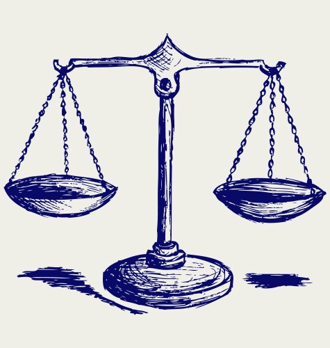 Justice Scale Drawing Hand Holds Scale. Vector & Photo (Free Trial)