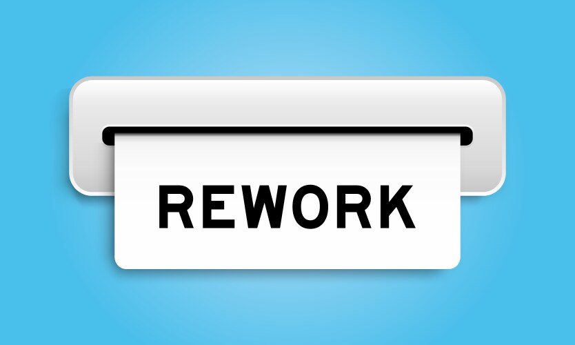 Grunge red rework word with star icon round Vector Image