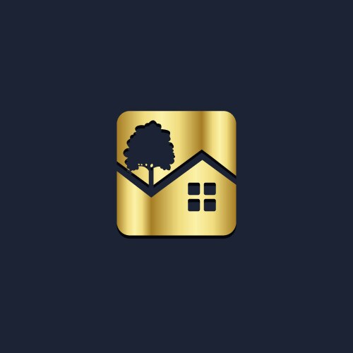 Gold building town cityscape logo Royalty Free Vector Image