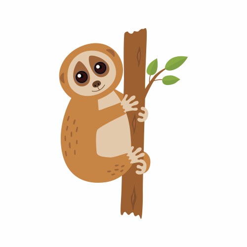 Cartoon slow loris on the branch Royalty Free Vector Image
