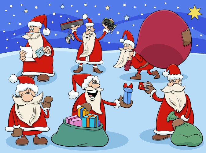 Cartoon santa claus reading a letter on christmas Vector Image