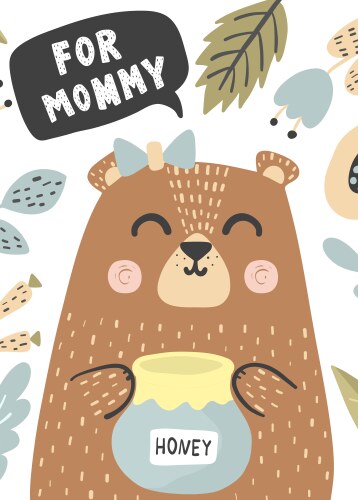 Greeting mothers day card with cute bears Vector Image
