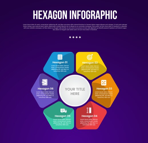 Hexagon or hexagonal six sided polygon template Vector Image