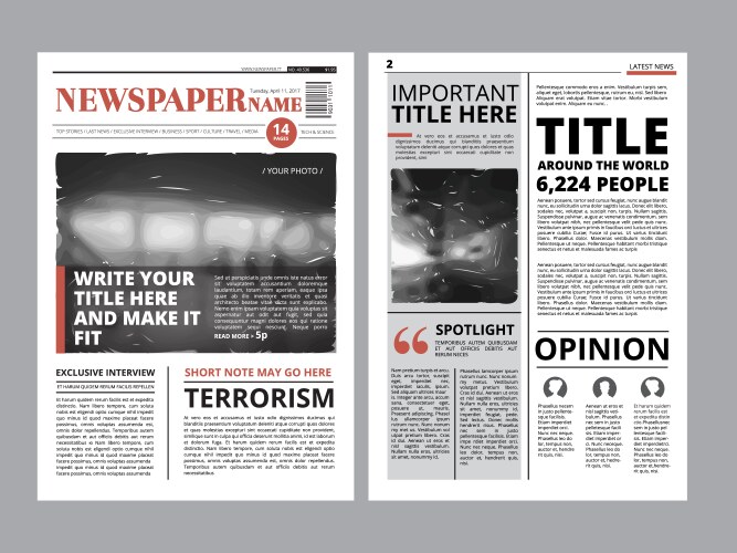 Newspaper page realistic vintage Royalty Free Vector Image