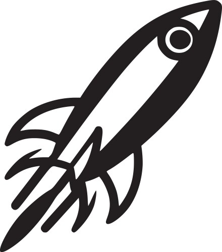 Black and white space rocket icon Royalty Free Vector Image