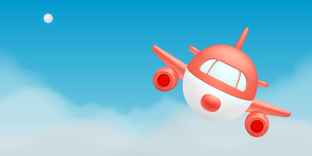 Cute airplane flying in the sky 3d art Royalty Free Vector