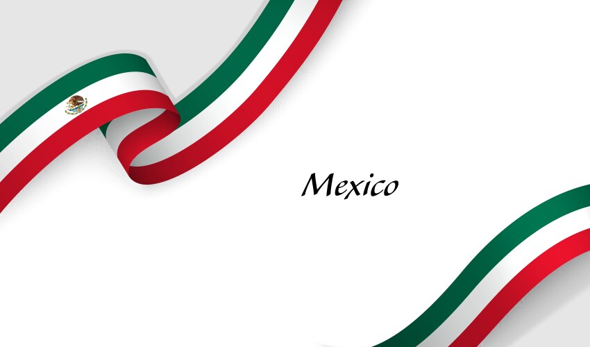 Mexican Flag Ribbon Celebration Royalty Free Vector Image