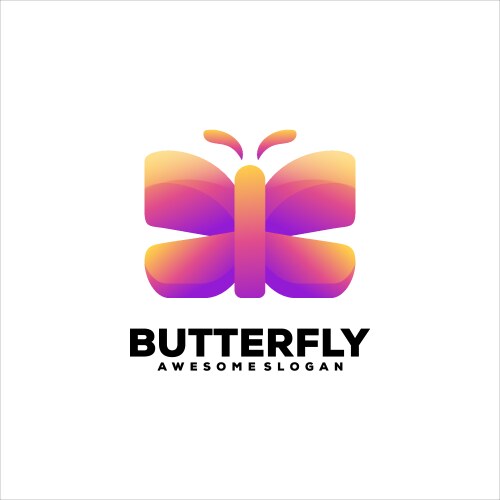 Colorful butterfly logo overlay transparent Vector Image