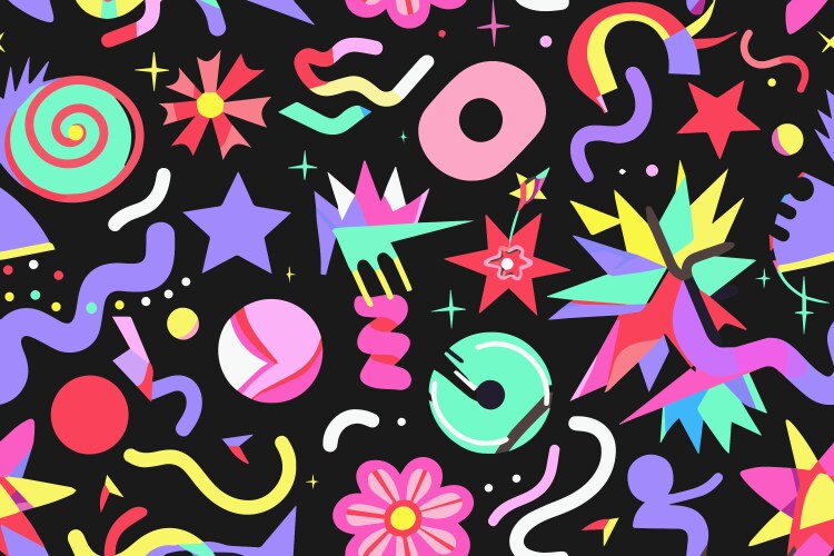 Fun shapes children seamless pattern flower Vector Image