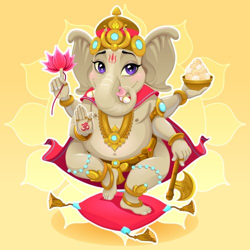 Lord ganesha cartoon style Royalty Free Vector Image