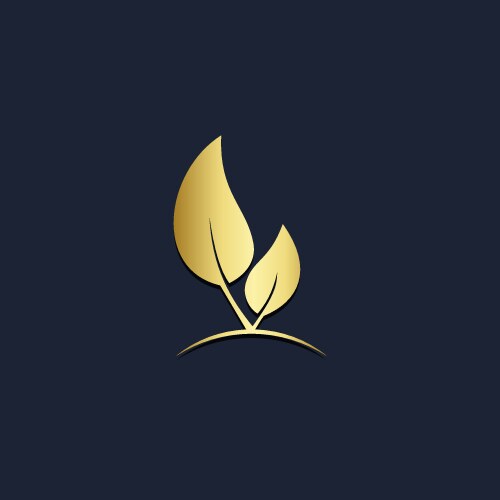 Gold leaf organic nature logo Royalty Free Vector Image