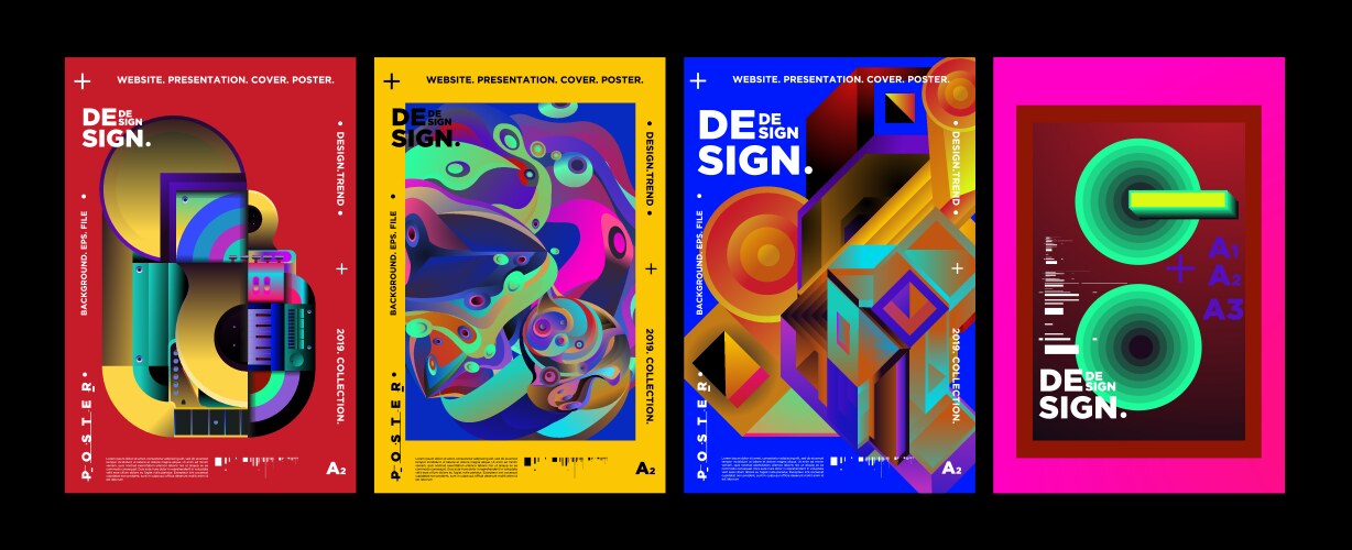 Abstract geometric collage poster design template Vector Image