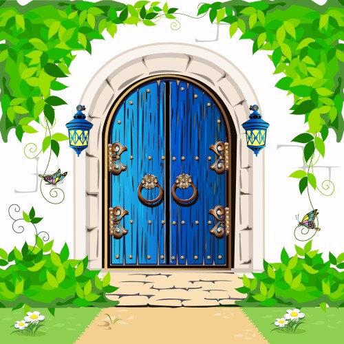 Pink door for a princess Royalty Free Vector Image