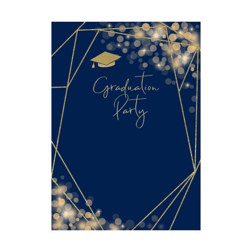 Blue golden frame graduate card Royalty Free Vector Image