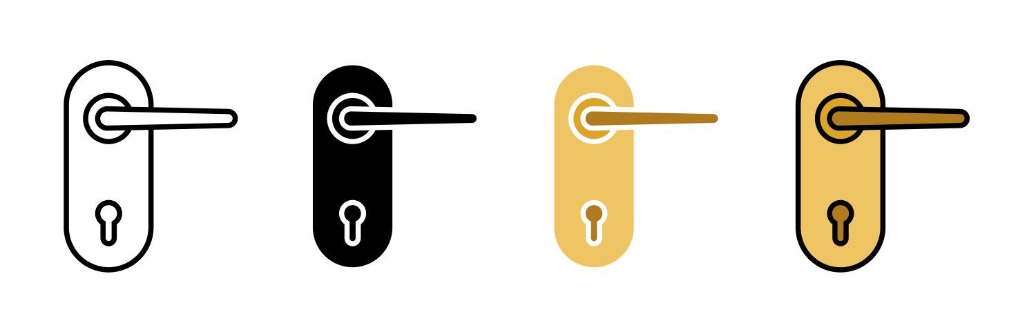 Door handle icon set knob lock latch symbol Vector Image