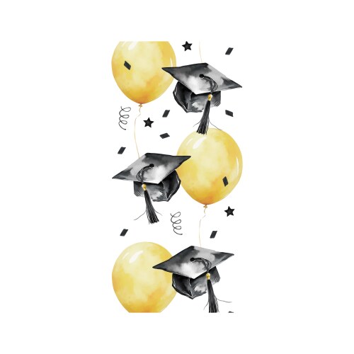 Watercolor graduation party decor card Royalty Free Vector