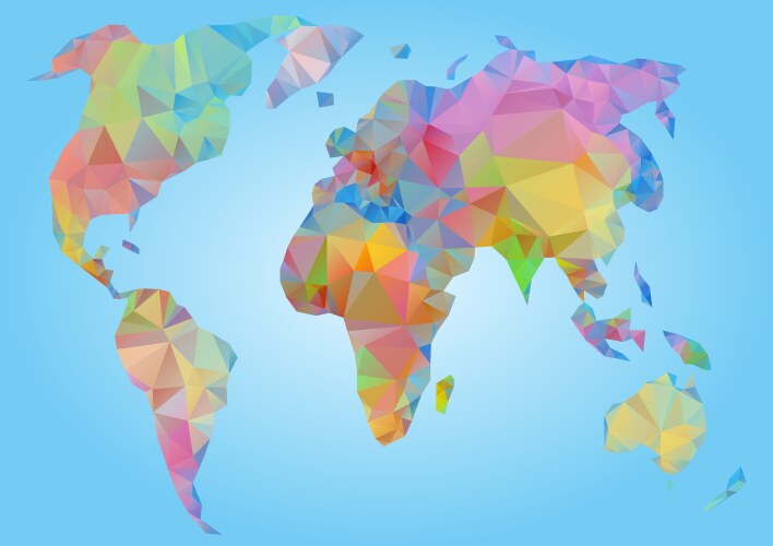 Polygonal world map low poly design origami Vector Image