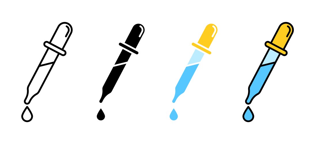 Dropper pipette icon set chemistry laboratory Vector Image