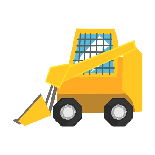Cartoon wheel front loader bulldozer with shovel Vector Image