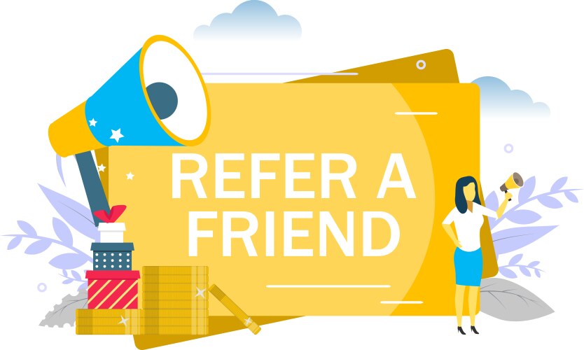 Landing page design refer a friend Royalty Free Vector Image