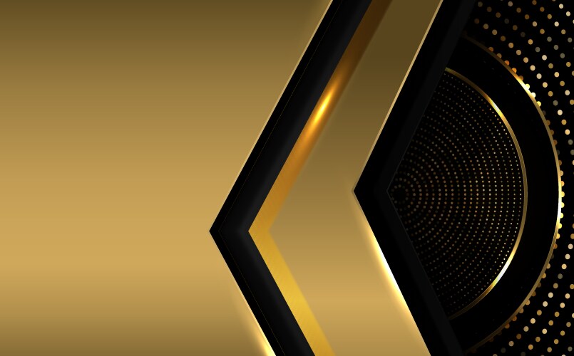 Abstract template gold metallic curve on black Vector Image