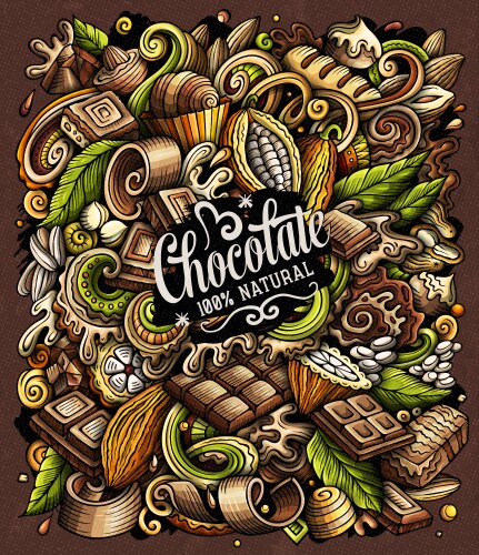 Chocolate and cocoa doodles seamless pattern Vector Image