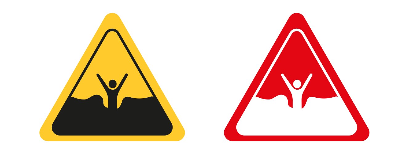 Mud hazard sign prevent slips in muddy conditions Vector Image