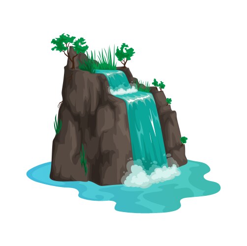 Cartoon River Waterfall Scene Royalty Free Vector Image